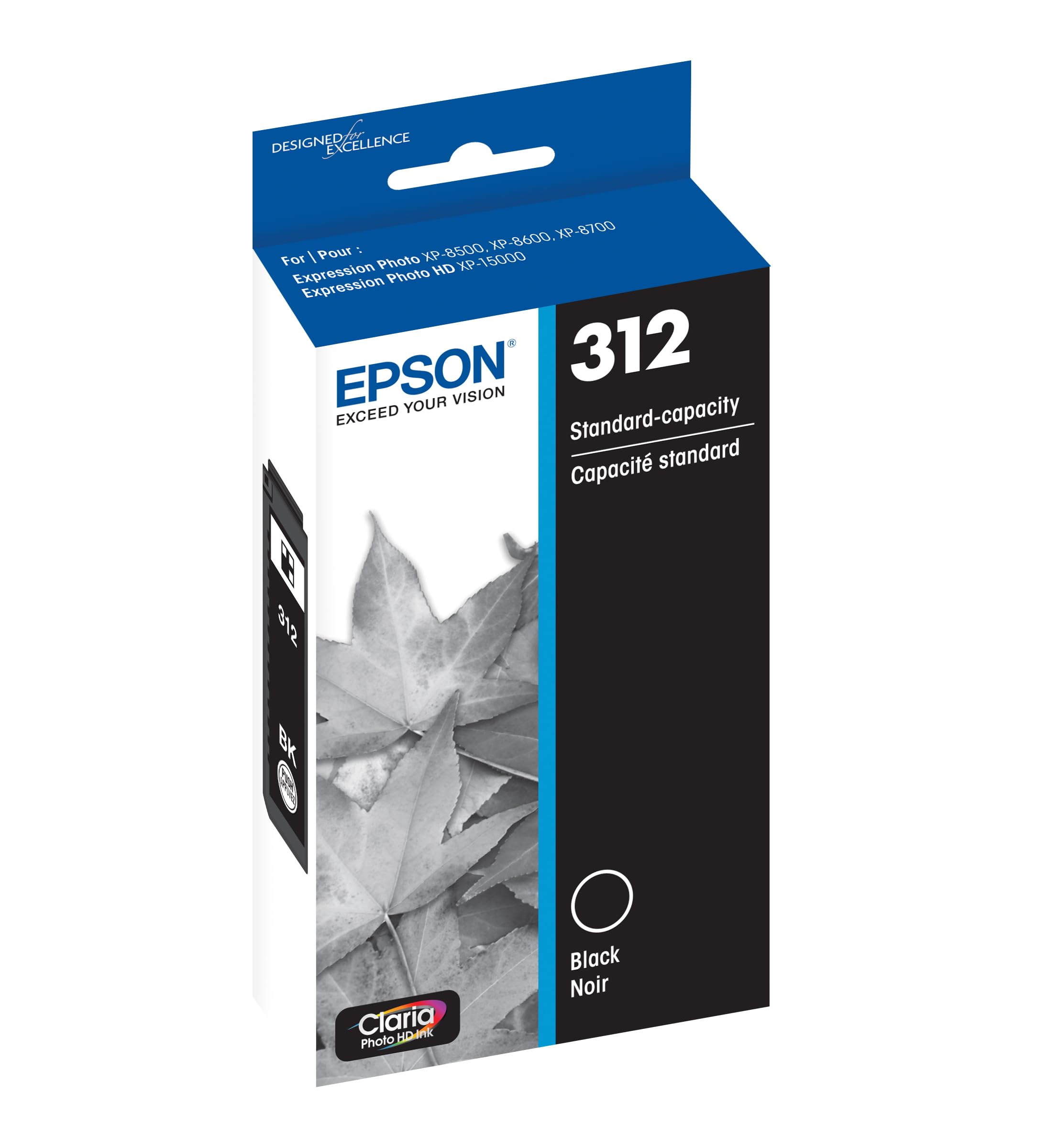 EPSON T312 Claria Photo HD -Ink Standard Capacity Photo Black -Cartridge (T312120-S) for select Epson Expression Photo Printers