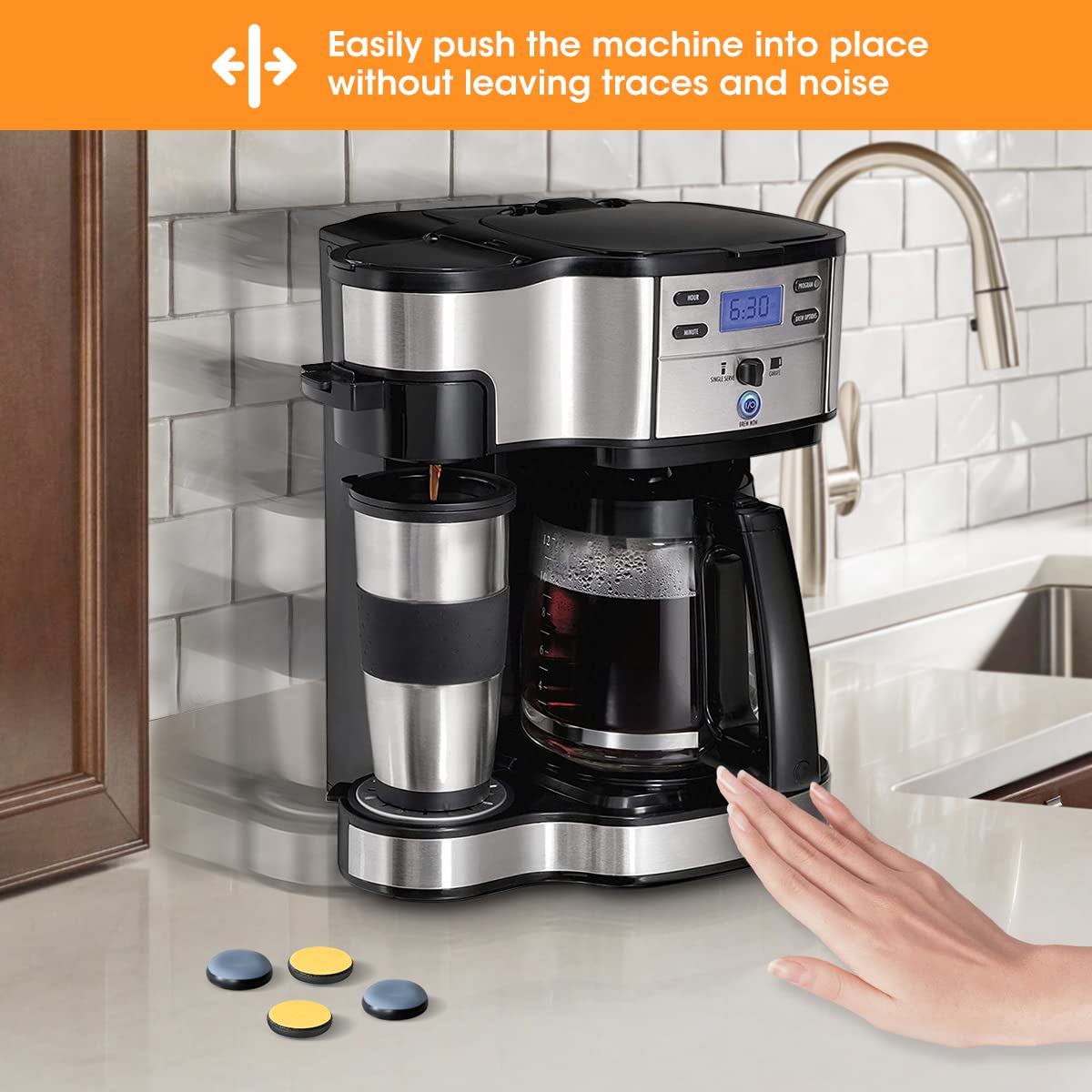 AIEVE Appliance Slider, 8Pcs Adhesive Magic Teflon Self Stick Slider for Most Countertop Small Kitchen Appliance Coffee Maker, Air Fryer, Pressure Cooker, Blender and More, Easy Moving & Saving Space
