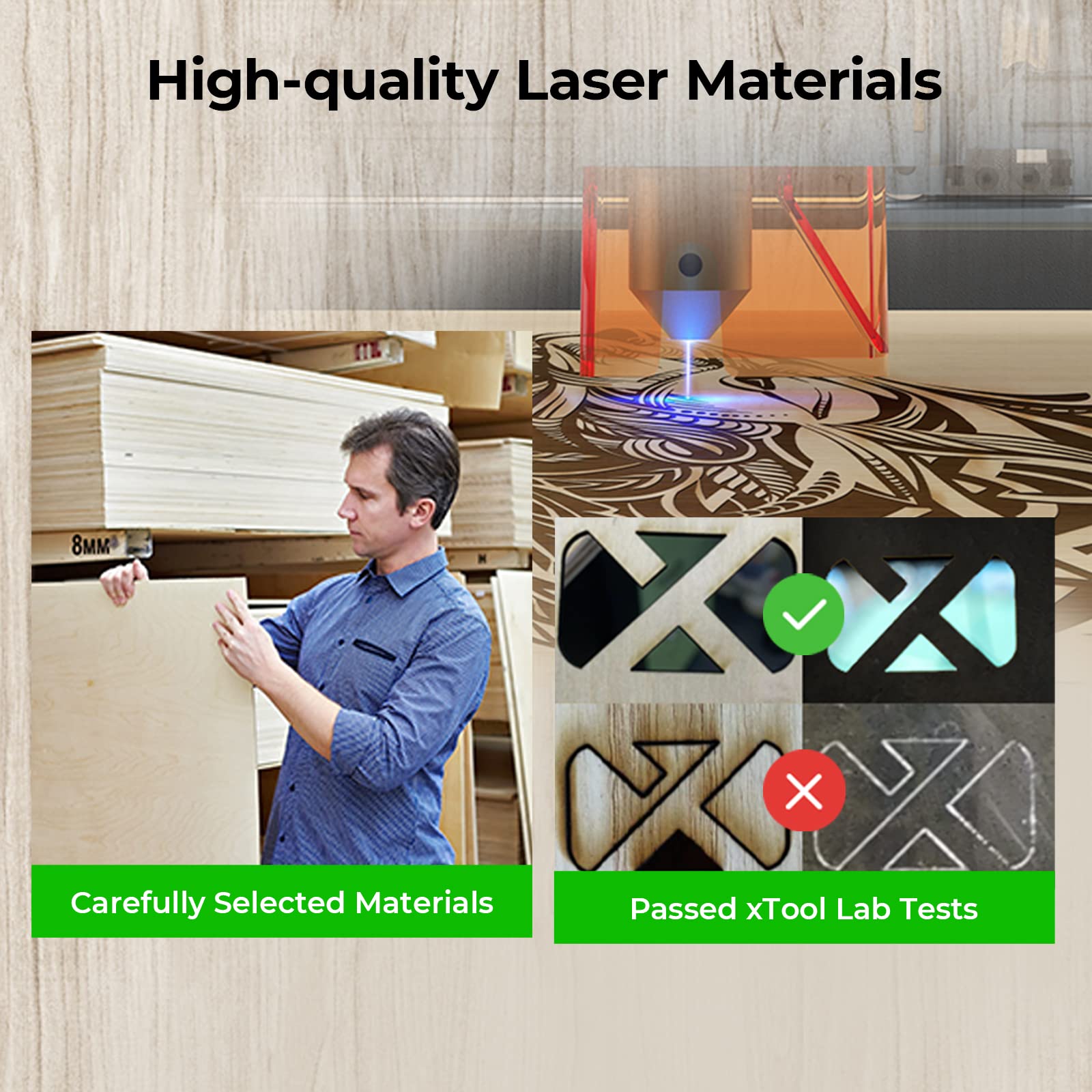 xTool Laser Material Explore Kit, 111 PCS Laser Engraving Blanks for Laser Engravers & Laser Cutters, Plywood, Acrylic, Leather, Metal, Felt, Paper for Laser Crafting, Customizing Gifts