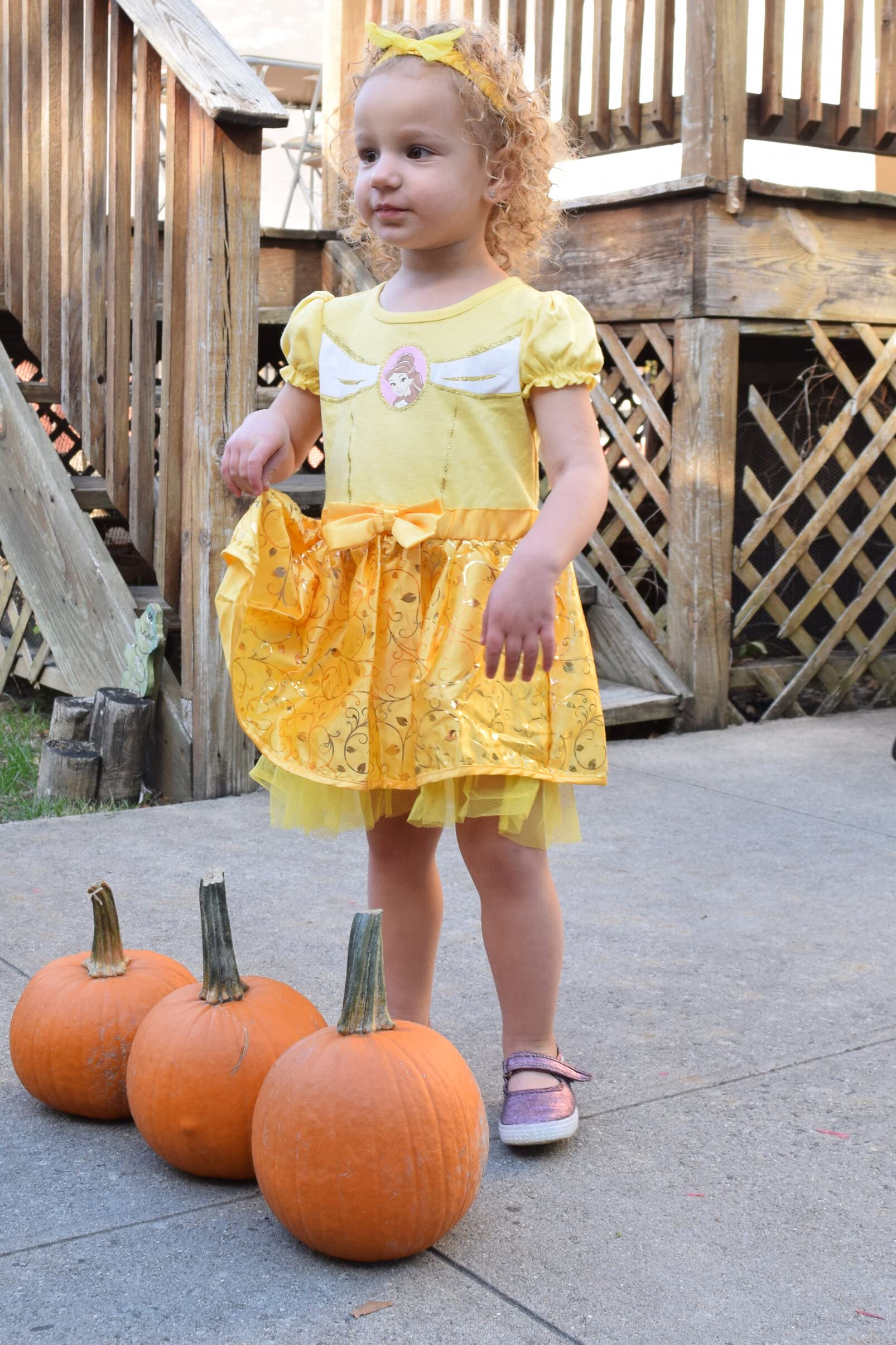 Disney Princess Belle Toddler Girls Dress and Mesh Headband 4T Yellow