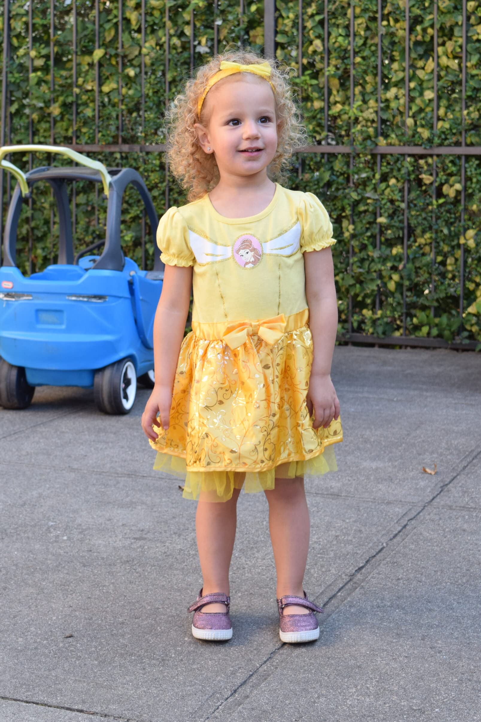 Disney Princess Belle Toddler Girls Dress and Mesh Headband 4T Yellow
