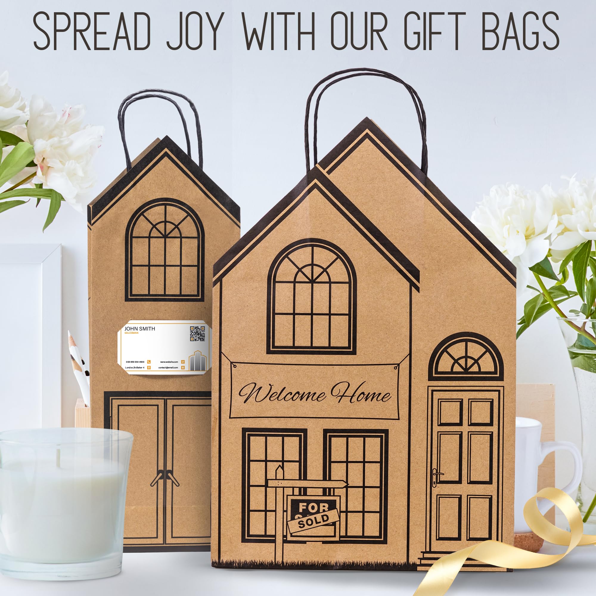 Welcome Home Bundle of 10 House Shaped Gift Bags