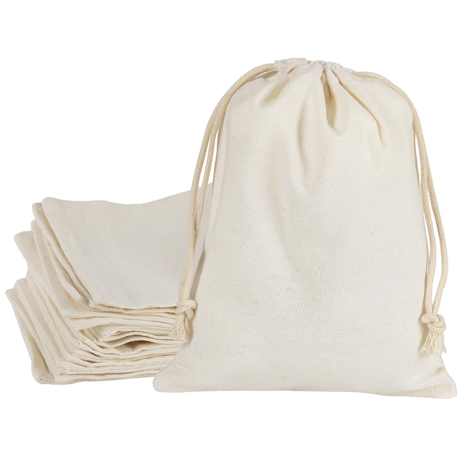 HRX Package 20pcs Muslin Bags 6x8 inches, Cotton Drawstring Bag Fabric Gift Pouches Sachet for Jewelry Party Favors Wrapping DIY