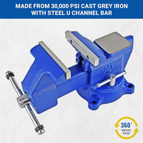 Yost Vises 445 Combination Vise | 4.5 Inch Jaw Width Utility Pipe and Bench Vise |Secure Grip with Swivel Base and Large Pipe Jaw Capacity | Made with Cast Iron and Steel U Channel Bar
