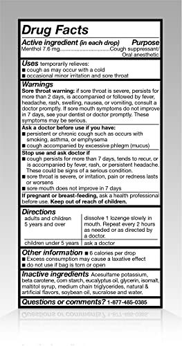 Amazon Basic Care Sugar Free Honey Lemon Cough Drops, 140 Count (Compare to Halls)