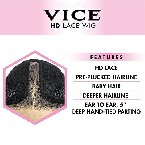 Sensationnel Vice lace front wigs - unit 16 5 inch Deep part synthetic preplucked hairline (1 JETBLACK)
