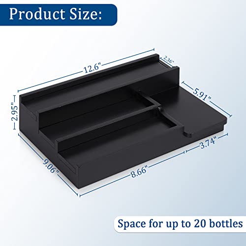 Cathyeen Cologne Organizer for Men Wood Perfume Organizer 4 Tiered Perfume Holder Stand with 3 Hidden Compartment Black