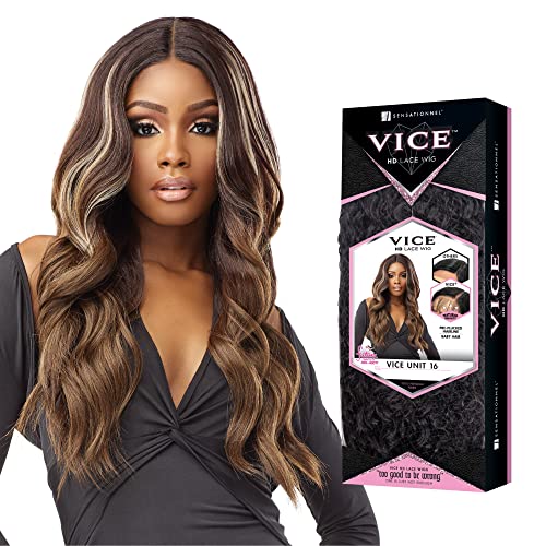 Sensationnel Vice lace front wigs - unit 16 5 inch Deep part synthetic preplucked hairline (1 JETBLACK)