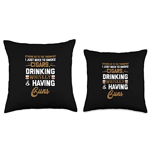Whiskey Gift Ideas Others Smoke sigars, Whiskey & Having Guns Cigars Throw Pillow, 16x16, Multicolor