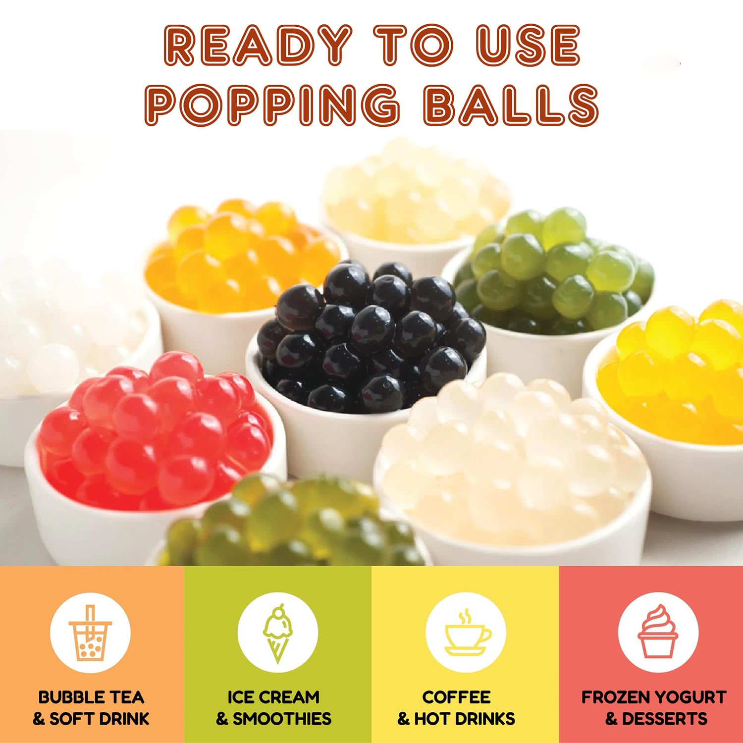 Fanale Brown Sugar Popping Boba Pearls, Vegan, Non GMO, Gluten Free, Fat Free, Perfect for Bubble Tea, Smoothies, Ice Cream, Desserts, and Beverages.