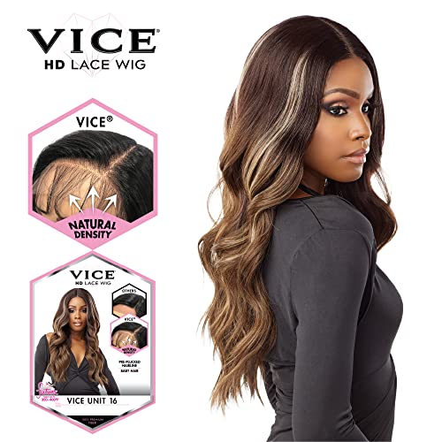 Sensationnel Vice lace front wigs - unit 16 5 inch Deep part synthetic preplucked hairline (BALAYAGEMOCHA)