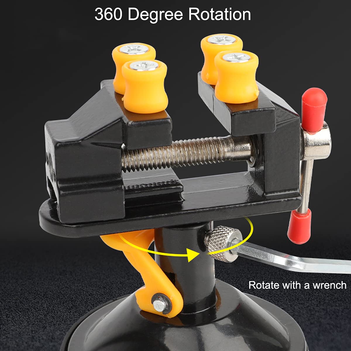 Saipe Universal Mini Table Vise Clamp 360° Suction Vice Clamp Drill Press Vise Table Bench Vice Craft Vise DIY Sculpture Craft Carving Tool for Jewelry Watch Walnut