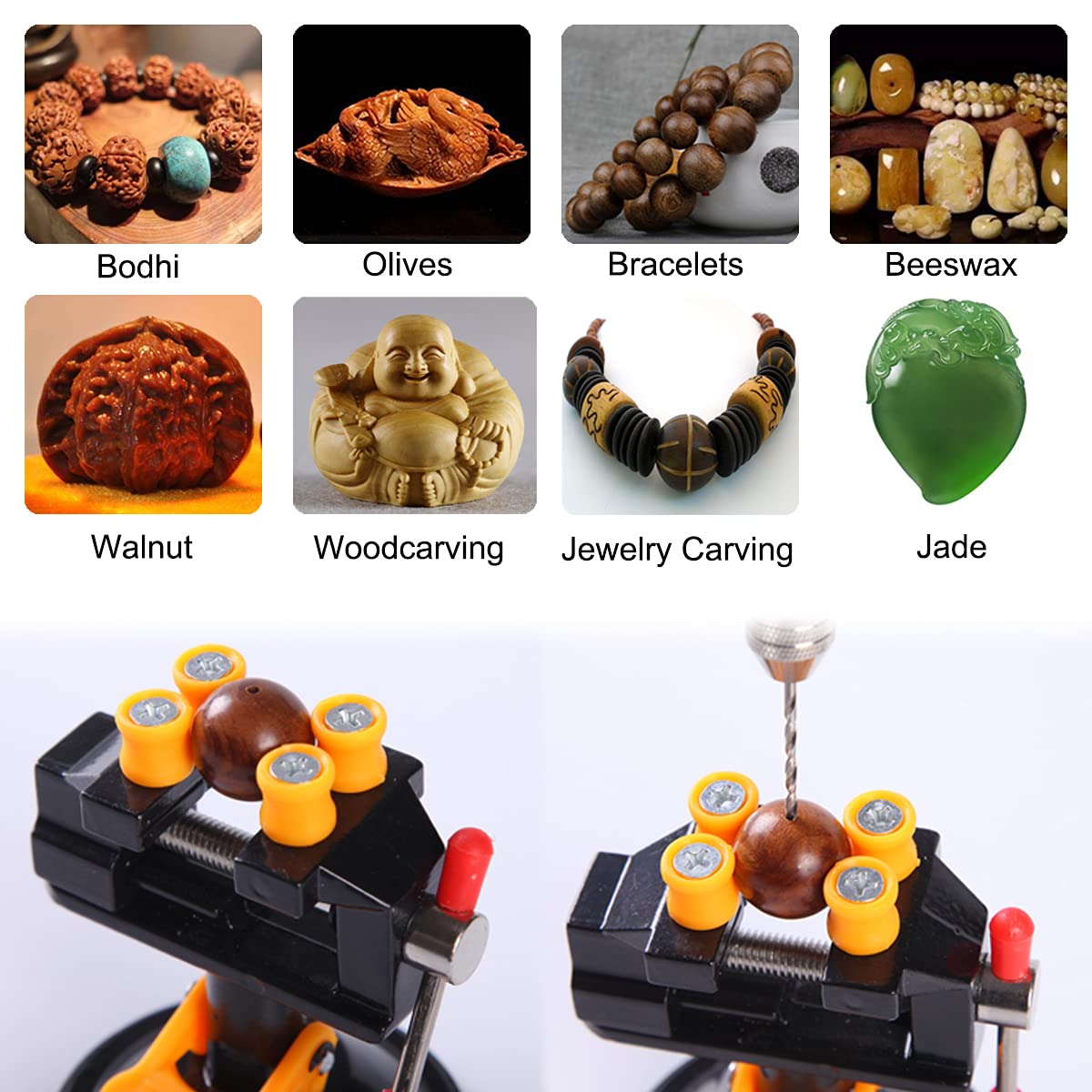 Saipe Universal Mini Table Vise Clamp 360° Suction Vice Clamp Drill Press Vise Table Bench Vice Craft Vise DIY Sculpture Craft Carving Tool for Jewelry Watch Walnut