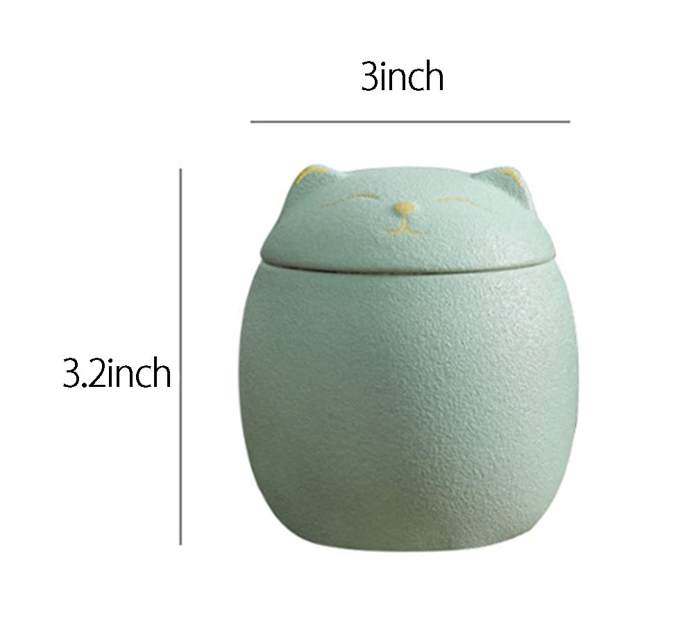 Mozacona Ceramic Jar Embossed Cat Small Candy Dish Sugar Bowl Storage Jar Canister with Seal Lid