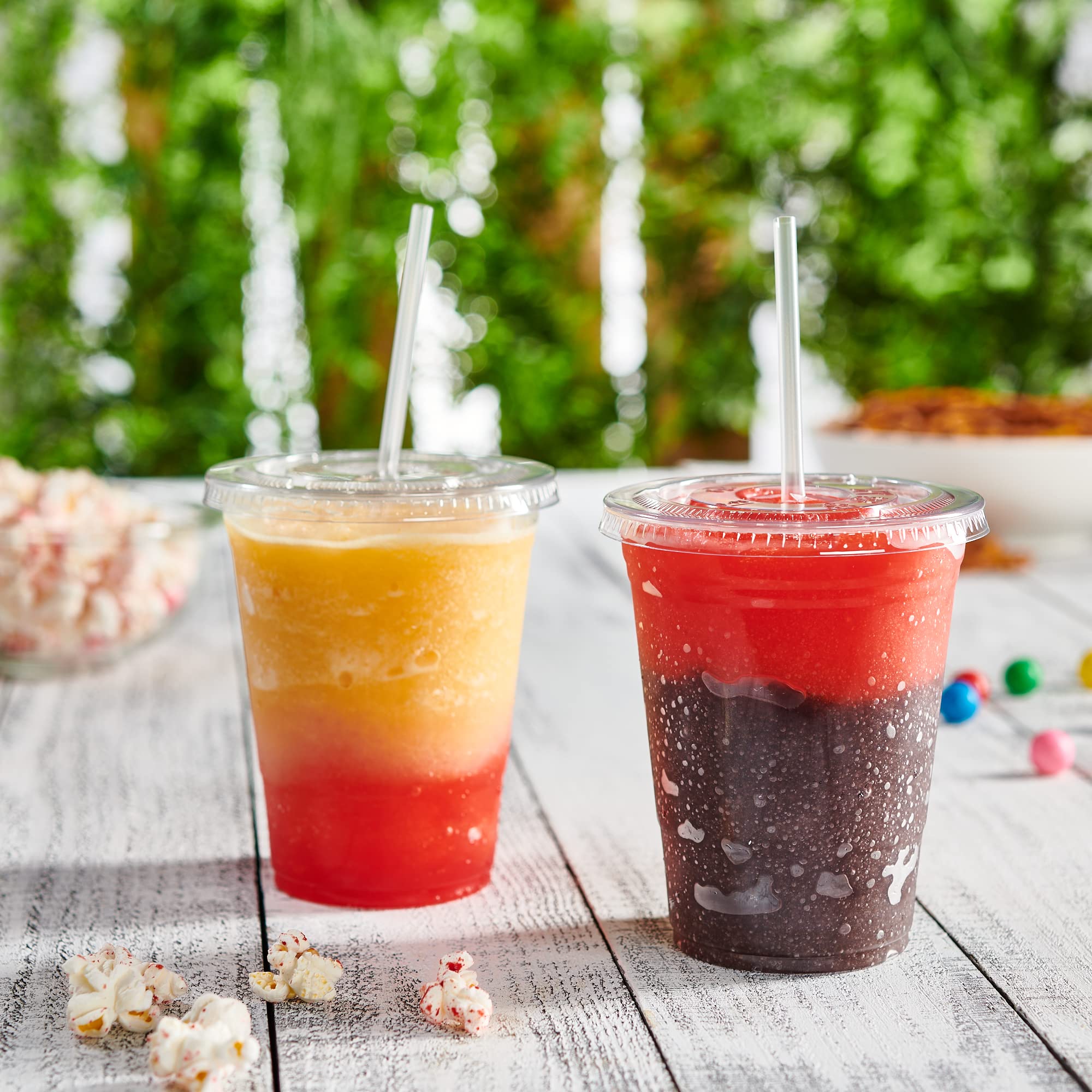 Comfy Package [50 sets] - 16 oz. Crystal Clear Plastic Cups With Flat Lids