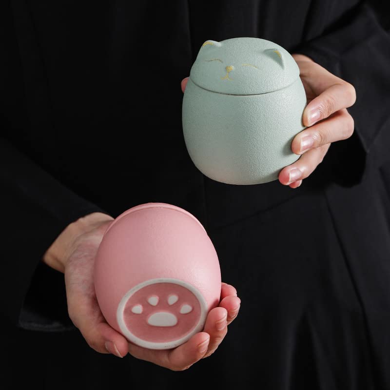Mozacona Ceramic Jar Embossed Cat Small Candy Dish Sugar Bowl Storage Jar Canister with Seal Lid