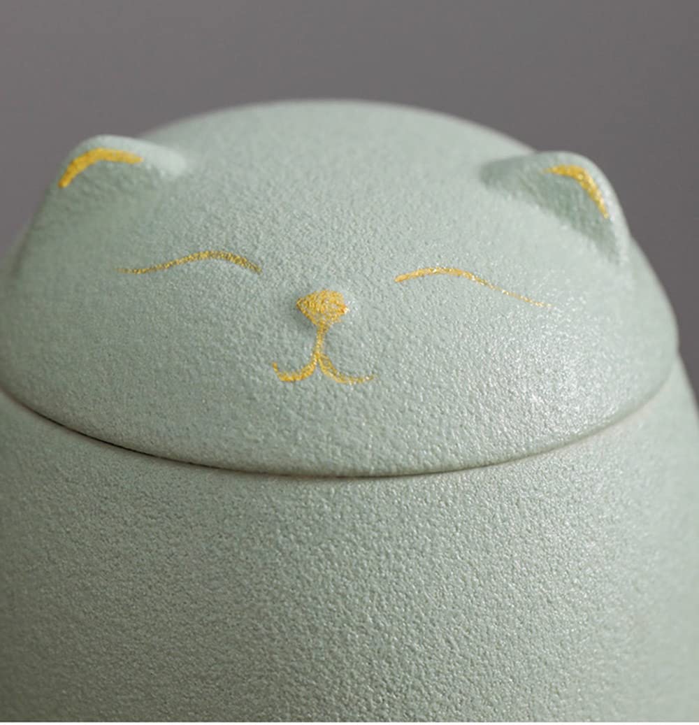 Mozacona Ceramic Jar Embossed Cat Small Candy Dish Sugar Bowl Storage Jar Canister with Seal Lid