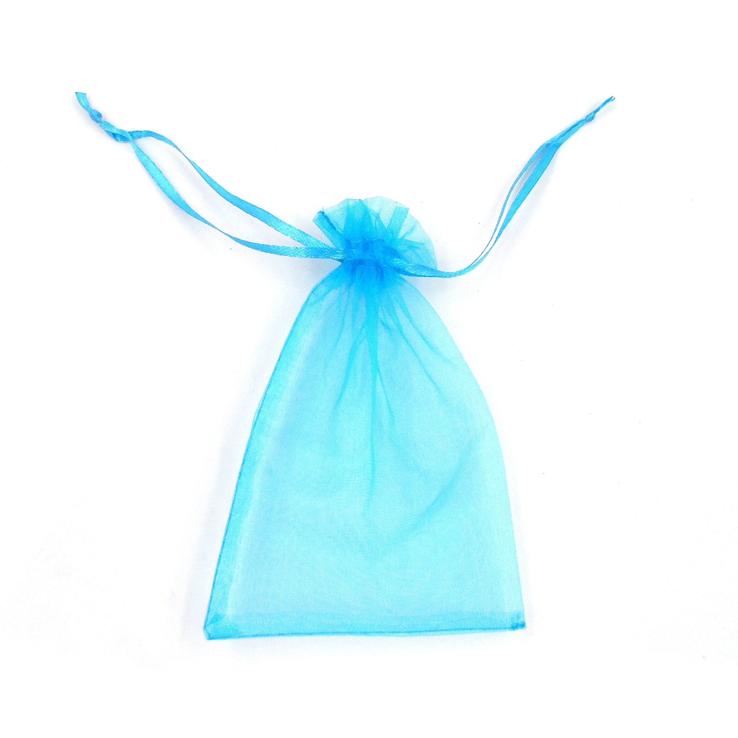 ATCG 100pcs 6x9 Inches Drawstring Organza Pouches Wedding Party Favor Gift Candy Bags (Aqua Blue)