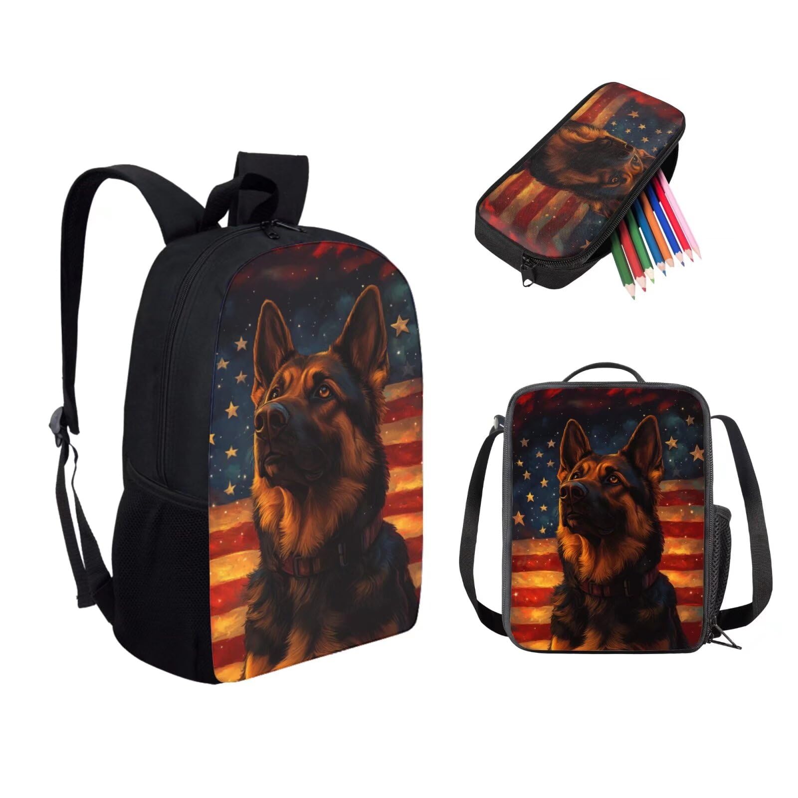 FOR U DESIGNS Universe Horse Backpack Set 3 Piece,High School Backpack for Women Teen Girls