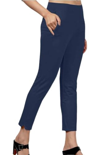 Jashtex Ladies 4way Hoisery Pant with Side Pocket for All Wear (Medium, Grey)