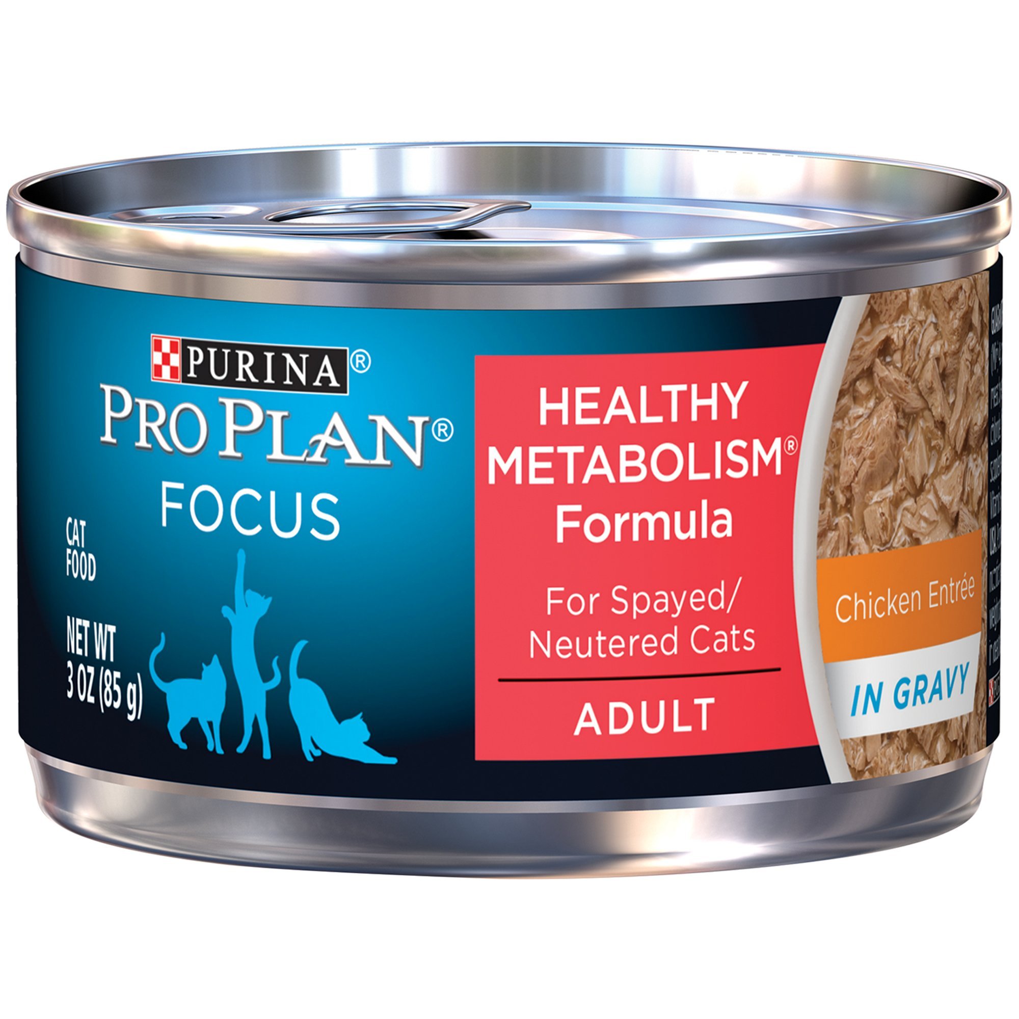 Purina Pro Plan High Protein Gravy Wet Cat Food, SPECIALIZED Healthy Metabolism Formula Chicken Entree - (24) 3 oz. Pull-Top Cans