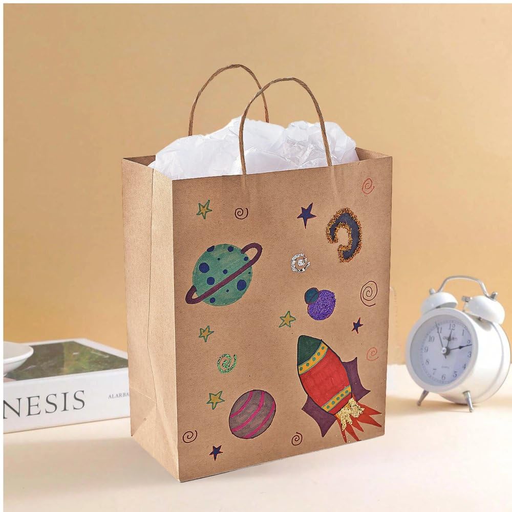 Fun Express Simple Brown Paper Gift 10.5" x 5.25" x 13" | Pack of 12 Bags, 10 1/2" x 5 1/4" x 13", 12 Pieces
