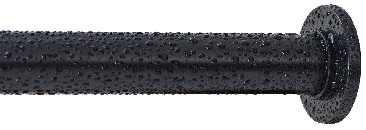 Ivilon Tension Curtain Rod - Spring Tension Rod for Windows or Shower, 24 to 36 Inch. Black