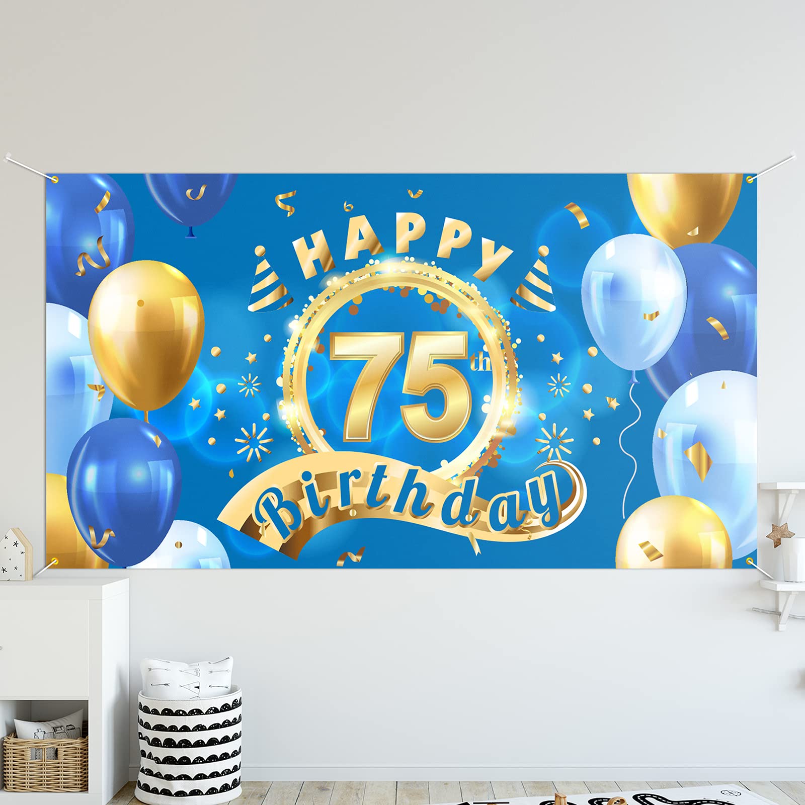 5665 Happy 11th Birthday Backdrop Banner Decor Blue – Cheers to 11 Years Old Party Theme Decorations for Boys Girls Supplies