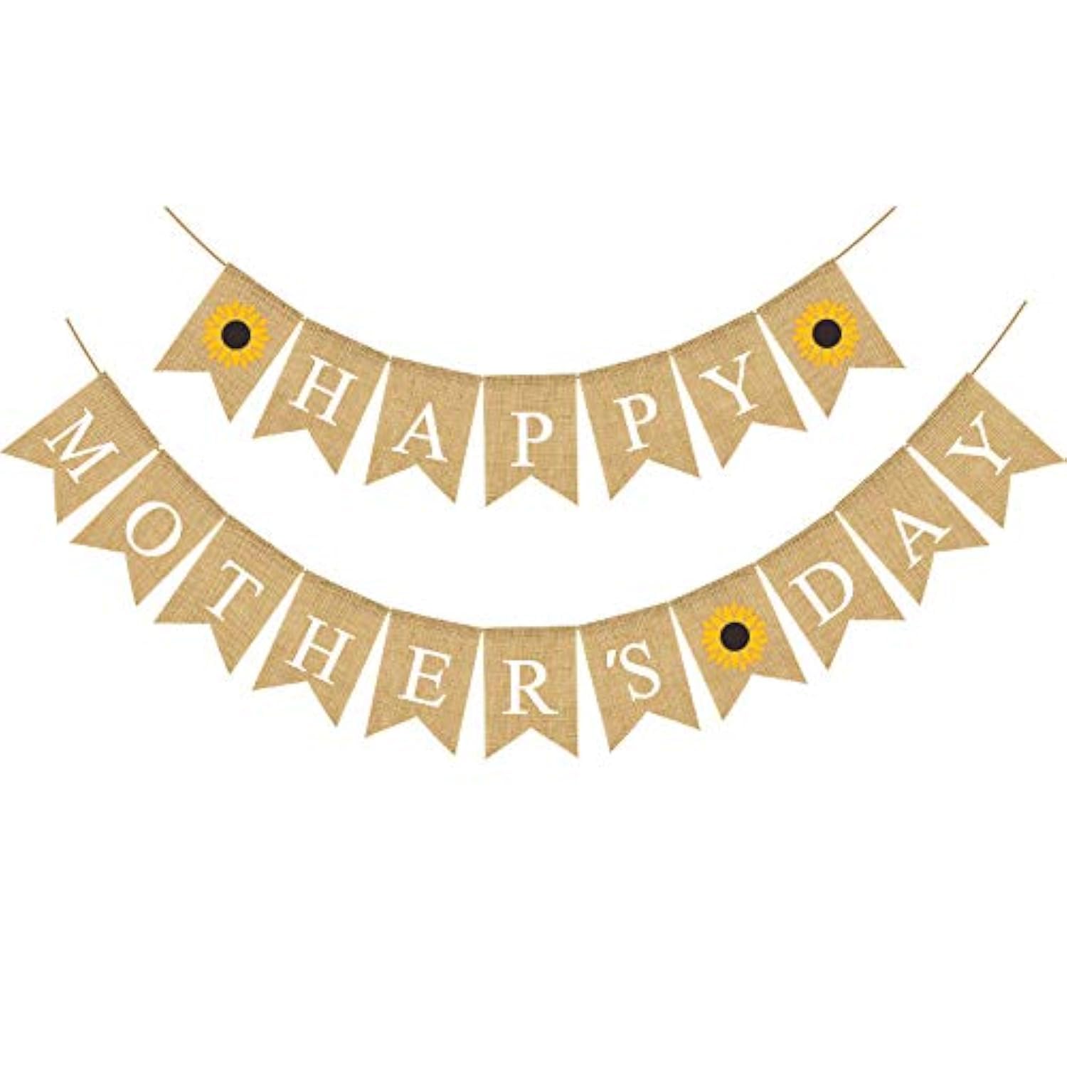Mother's Day Burlap Banner Sunflower Happy Mother's Dat Banner Garland Rustic Party Decorations Mother's Day Gifts from Daughter and Son (Mother's Day)