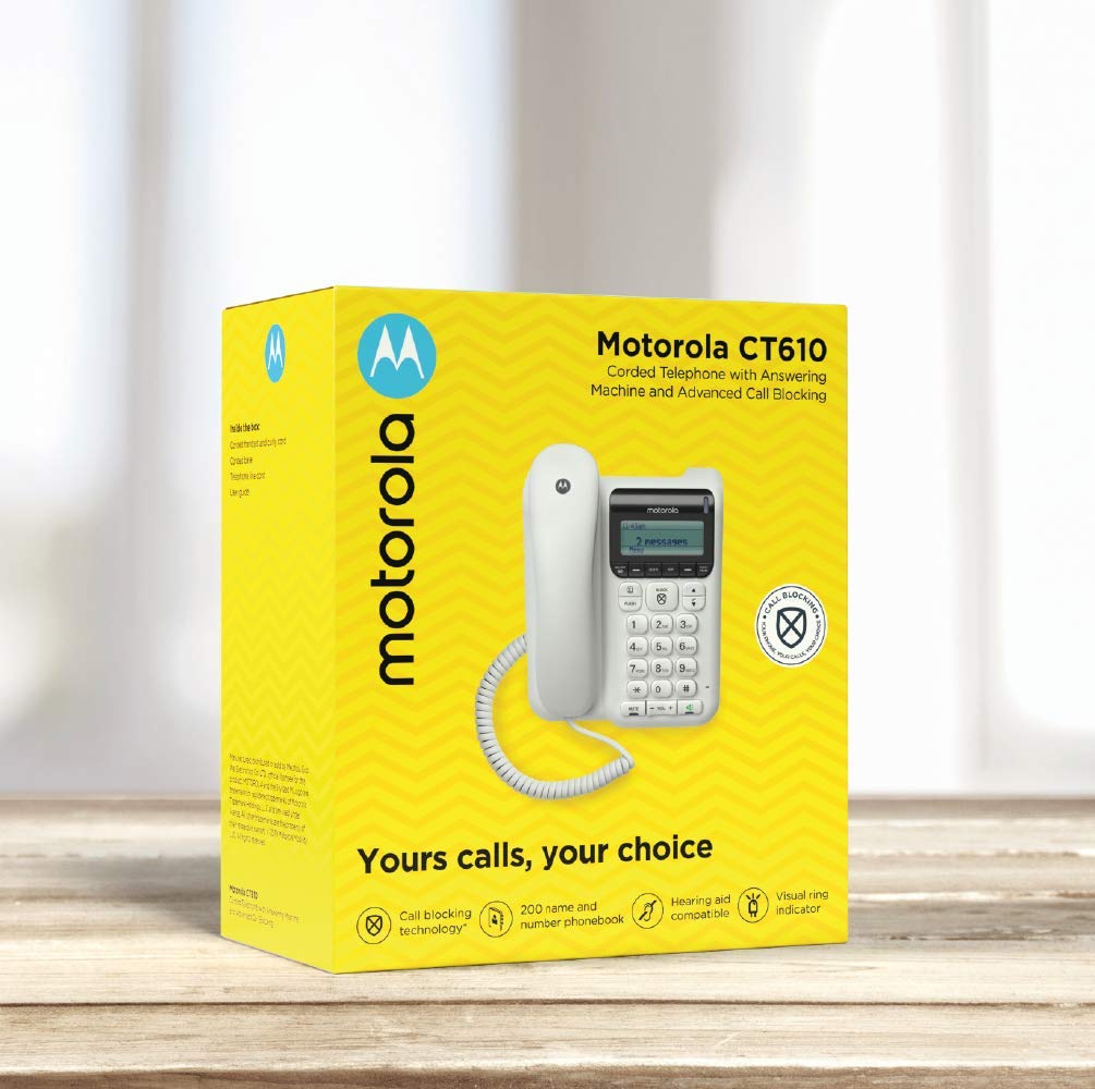 Motorola CT610 Corded Telephone - Answering Machine & Call Blocking