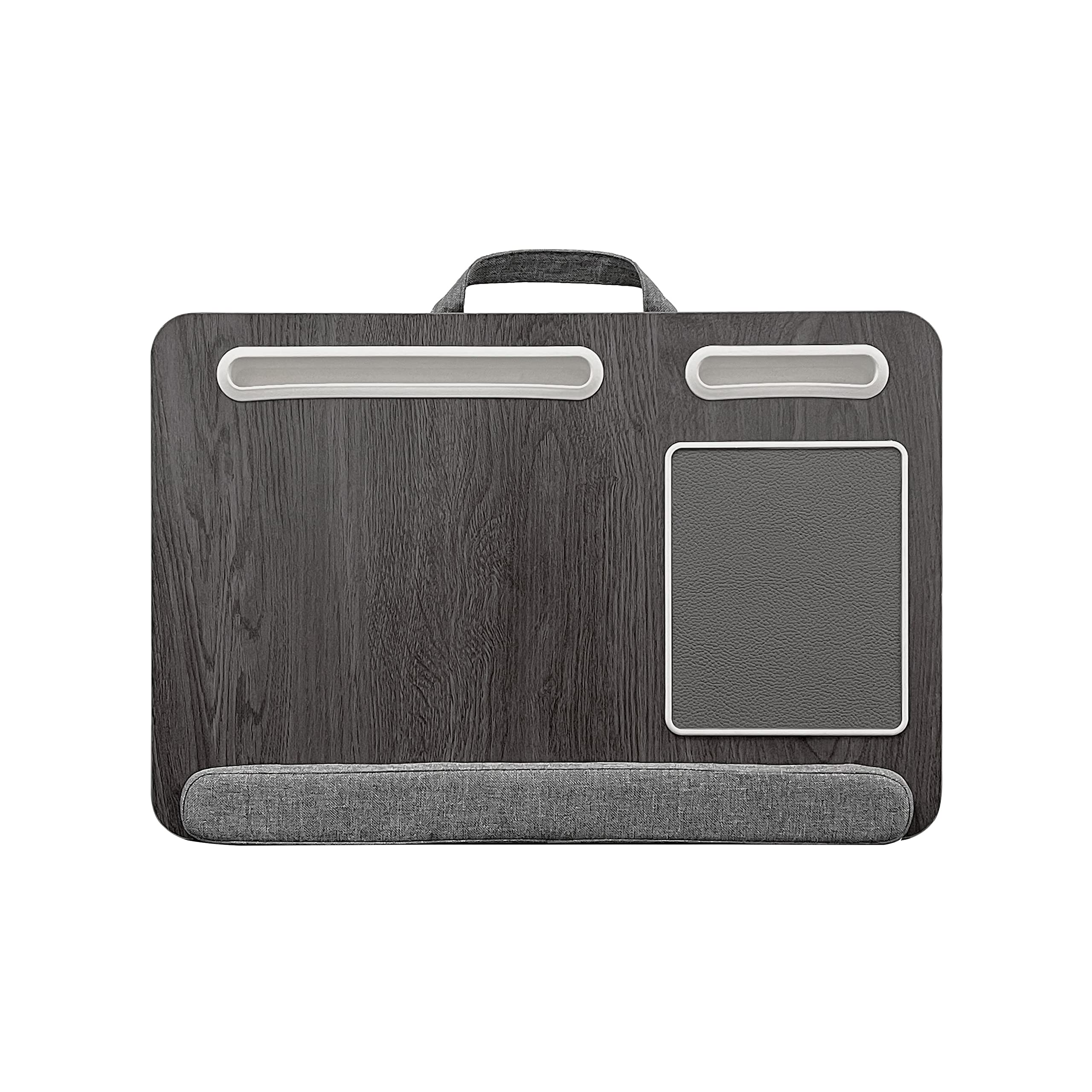MCMACROS Laptop Lap Desk Home Office with Cushion, Mouse Pad, and Phone Holder for Couch Bed, Dorm Room Essentials as Computer Laptop Stand, Book Tablet- Fits Up to 17 Inch Laptops, Oak Grey