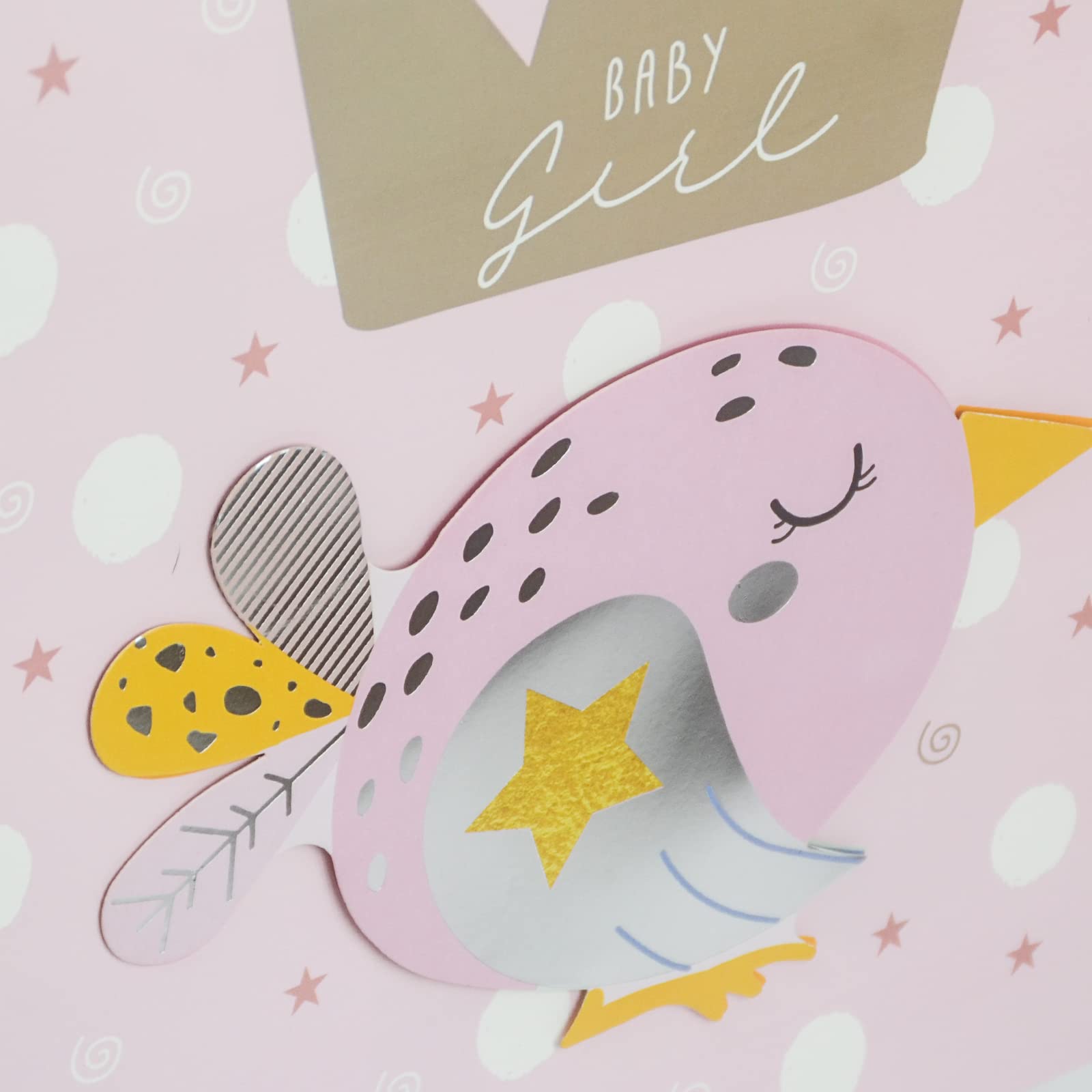 LDGOOAEL 16" Large Gift Bag with Tissue Paper for Baby Shower - 2 Pack (Baby Girl, Pink Elephant)