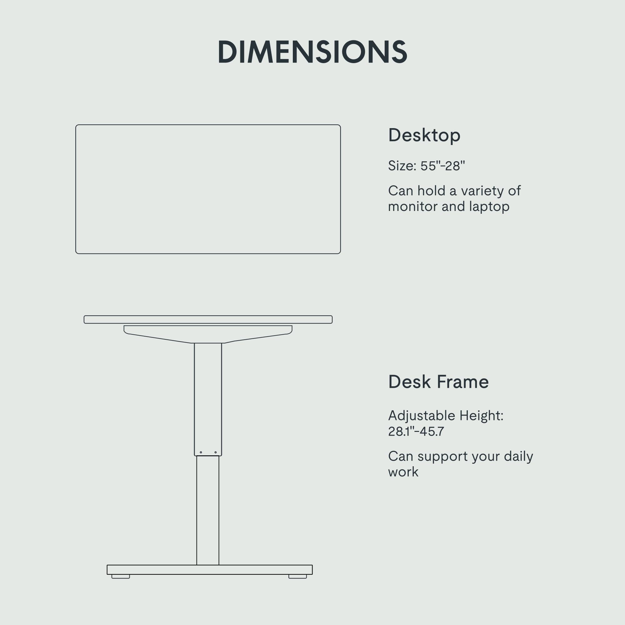 FLEXISPOT EC1 Stand Up Desk 55 x 28 Inches Workstation Home Office Computer Standing Table Height Adjustable Desk (Black Frame + 55" Black Top 2 Packages)