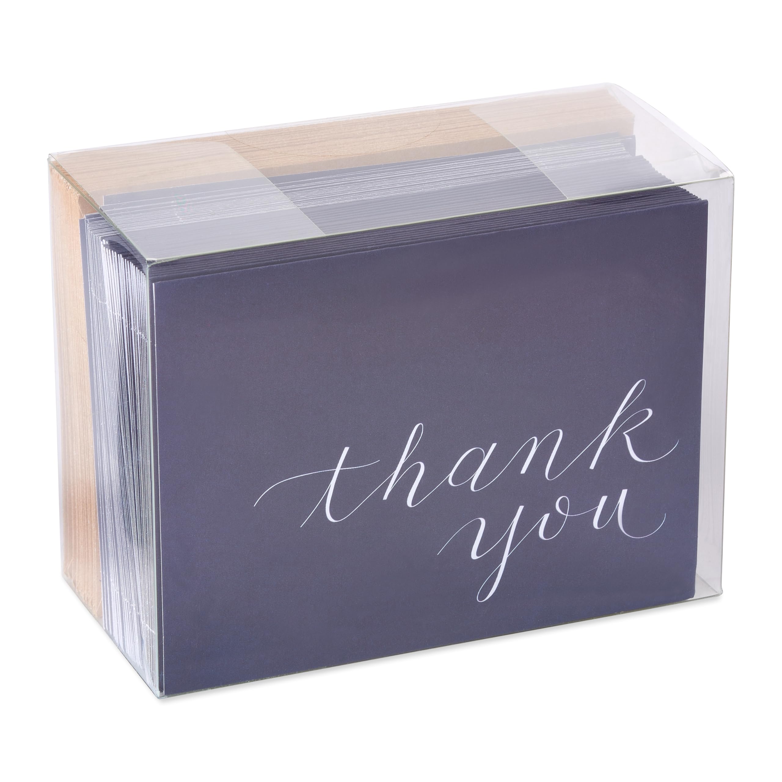 American Greetings Thank You Cards, Navy Blue with Brown Kraft-Style Envelopes (50-Count)