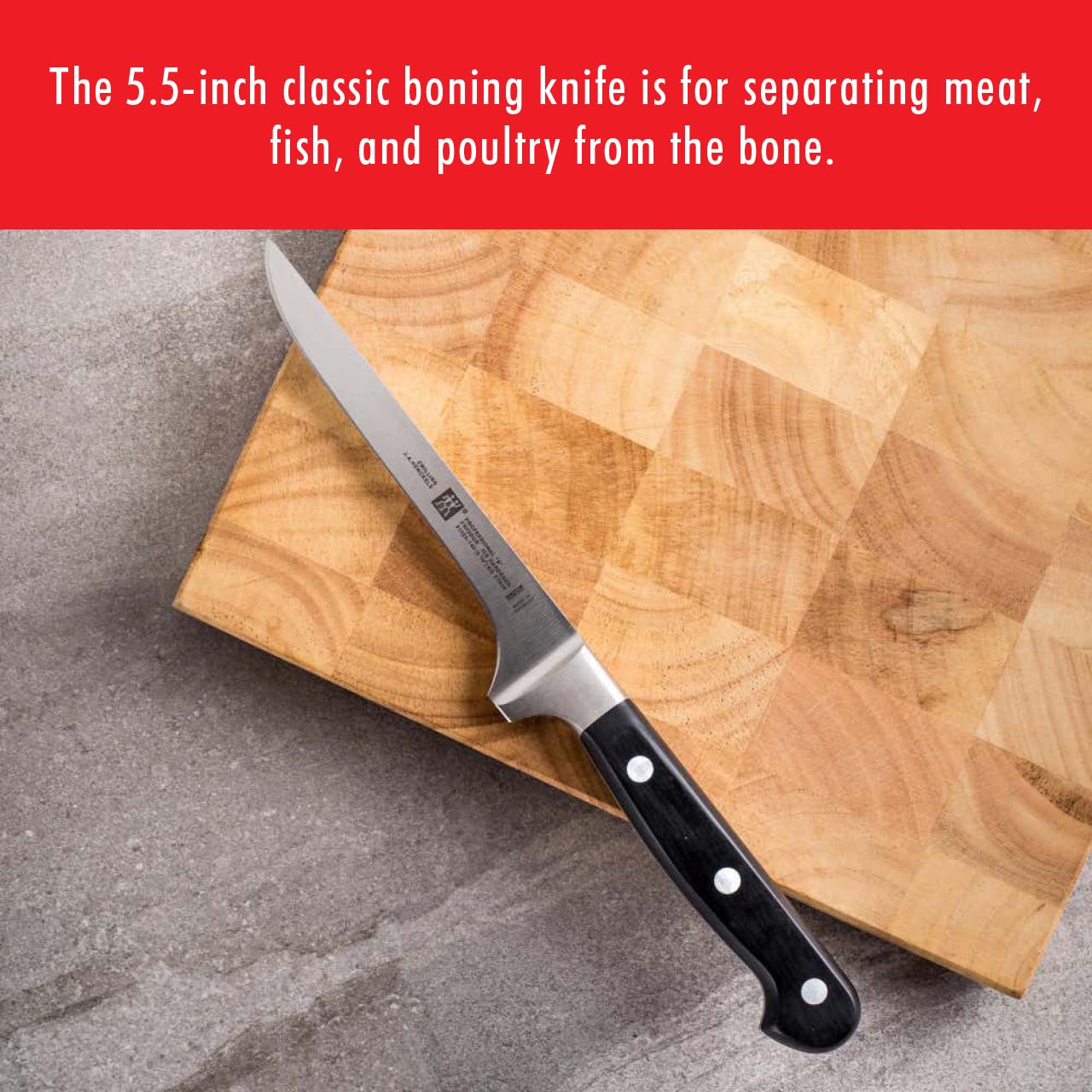Zwilling J.A. Henckels Professional S, Flexible Boning Knife, Kitchen Knife, German Knife, 5.5 Inch, Stainless Steel, Black