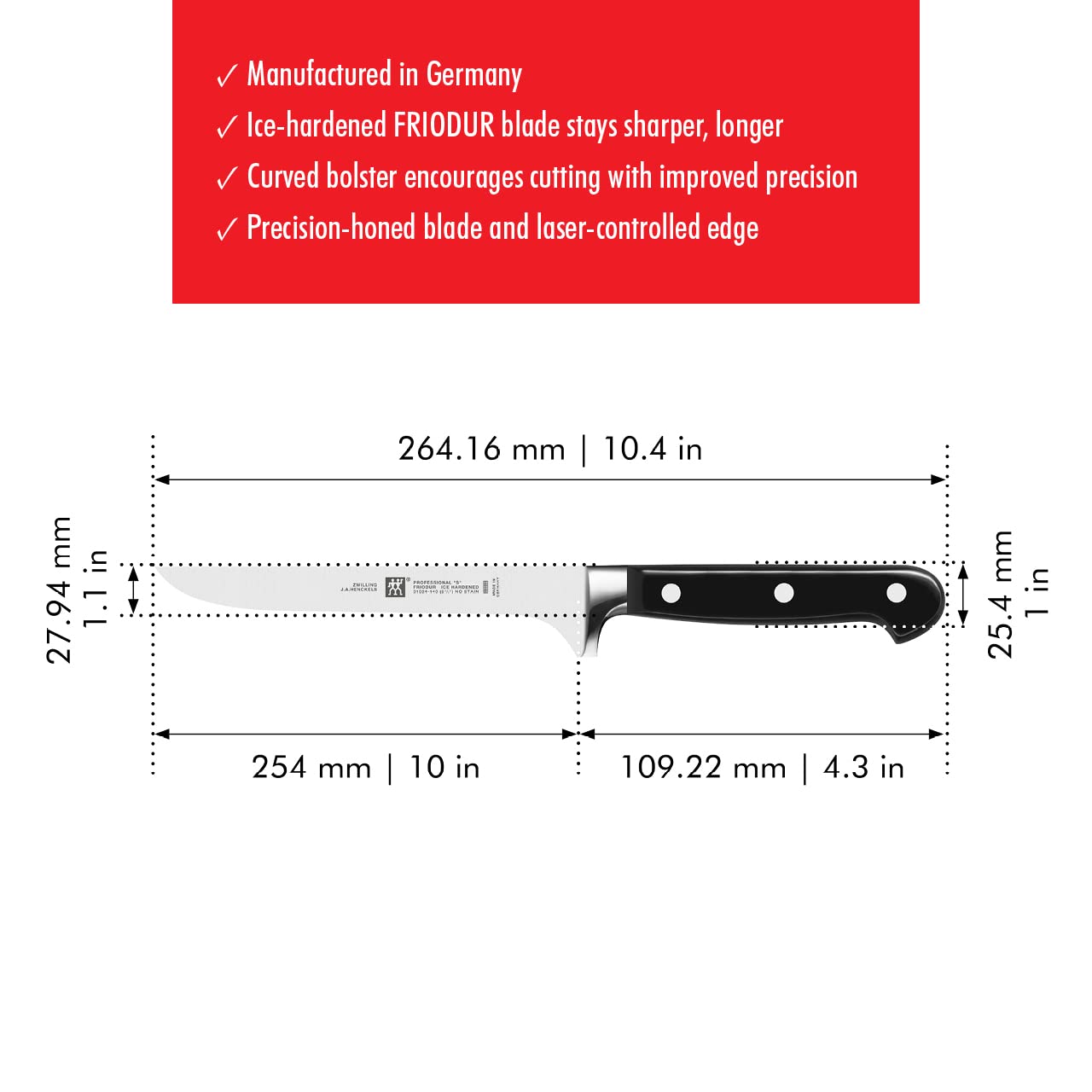 Zwilling J.A. Henckels Professional S, Flexible Boning Knife, Kitchen Knife, German Knife, 5.5 Inch, Stainless Steel, Black