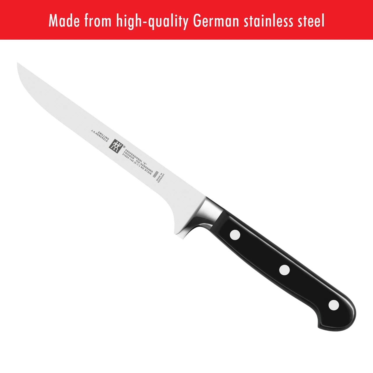 Zwilling J.A. Henckels Professional S, Flexible Boning Knife, Kitchen Knife, German Knife, 5.5 Inch, Stainless Steel, Black