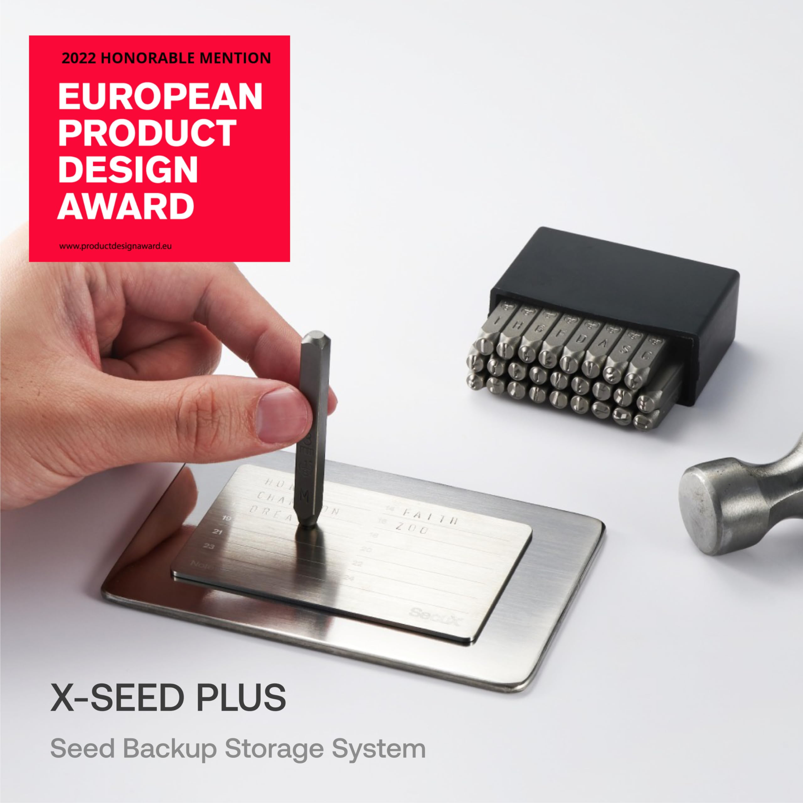 SecuX – XSEED Plus - Secure Bitcoin Wallet Crypto Seed Storage Steel Plates (Steel Punch Set Included) Compatible with SecuX, Ledger, Trezor Hardware Wallets
