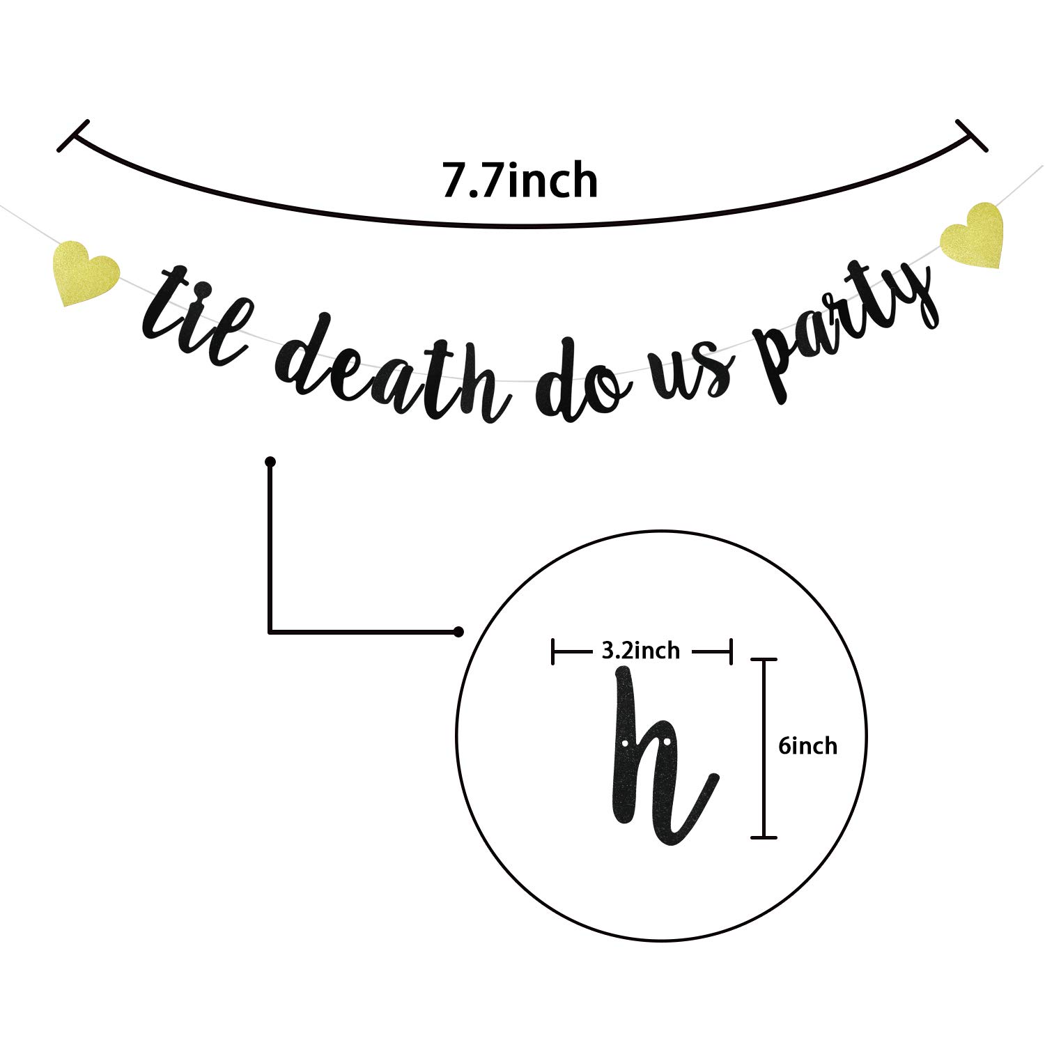 Black Glitter Til Death Do Us Party Banner - Wedding, Engagement, Vow Renewal, Bachelorette Party Decorations Supplies
