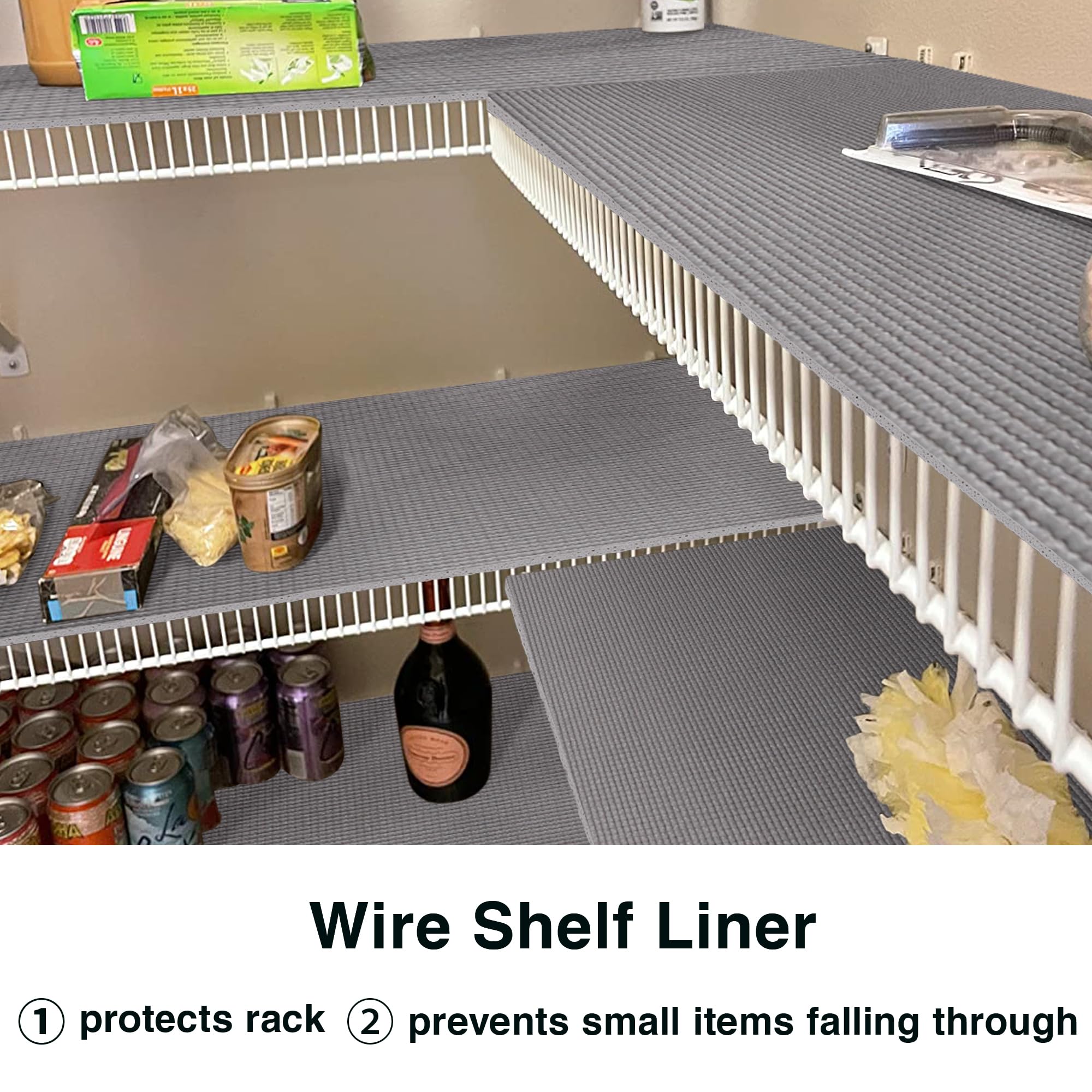 BUTJIJV Waterproof Shelf Liner for Under Sink, ( 5mm Thick, 24×82 Inch ), Slip-Resistant Kitchen Cabinet Protection Mats, Non-Adhesive PVC Foam Wire Shelf Liner, Grey Tool Drawer Liner