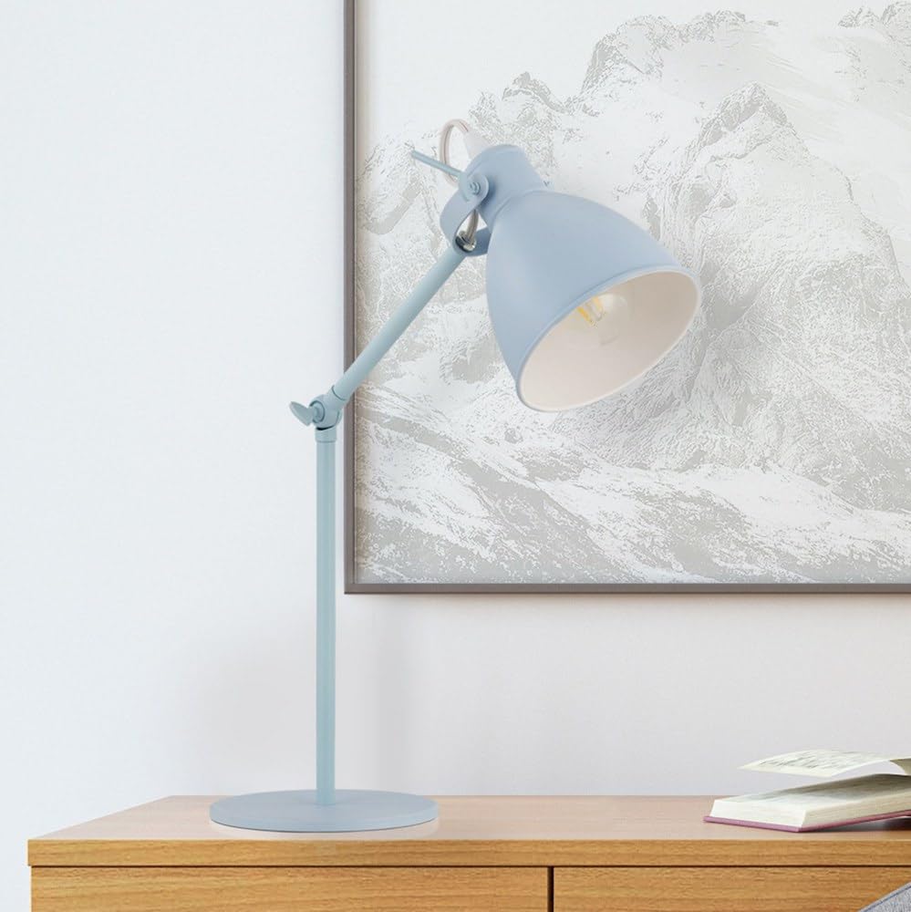 EGLO 204085A Priddy 17 inch Desk Lamp Plug-in Lighting for Living Room, Bedroom, Dorm, and Office, Pastel Light Blue