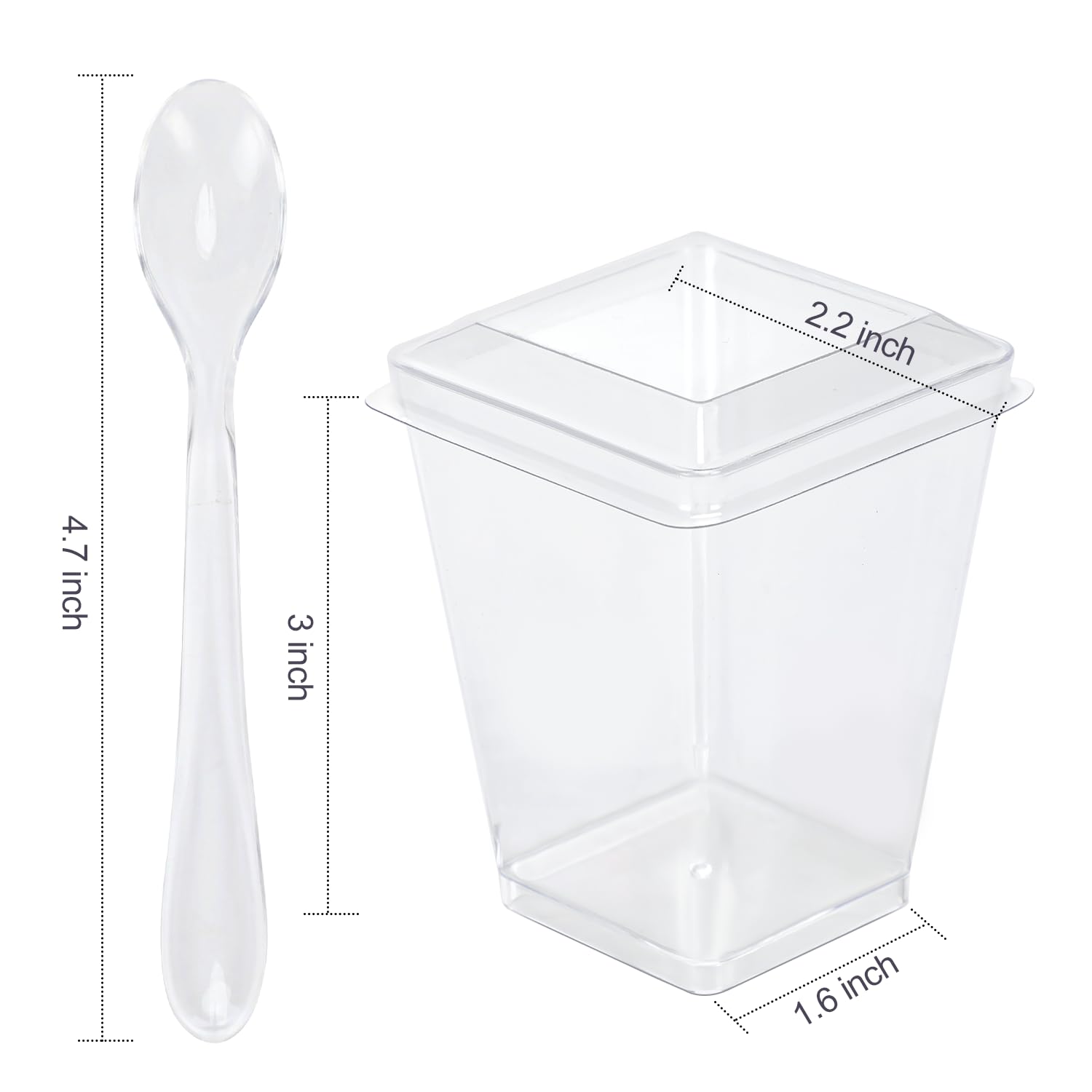 EASERCY 50Pack 5oz Plastic Dessert Cups with Lids Parfait Cups with Lids Appetizer Cups for Party Mini Dessert Cups with Spoons Clear Plastic Cups with Lids Pudding Fruit Ice Cream Cups