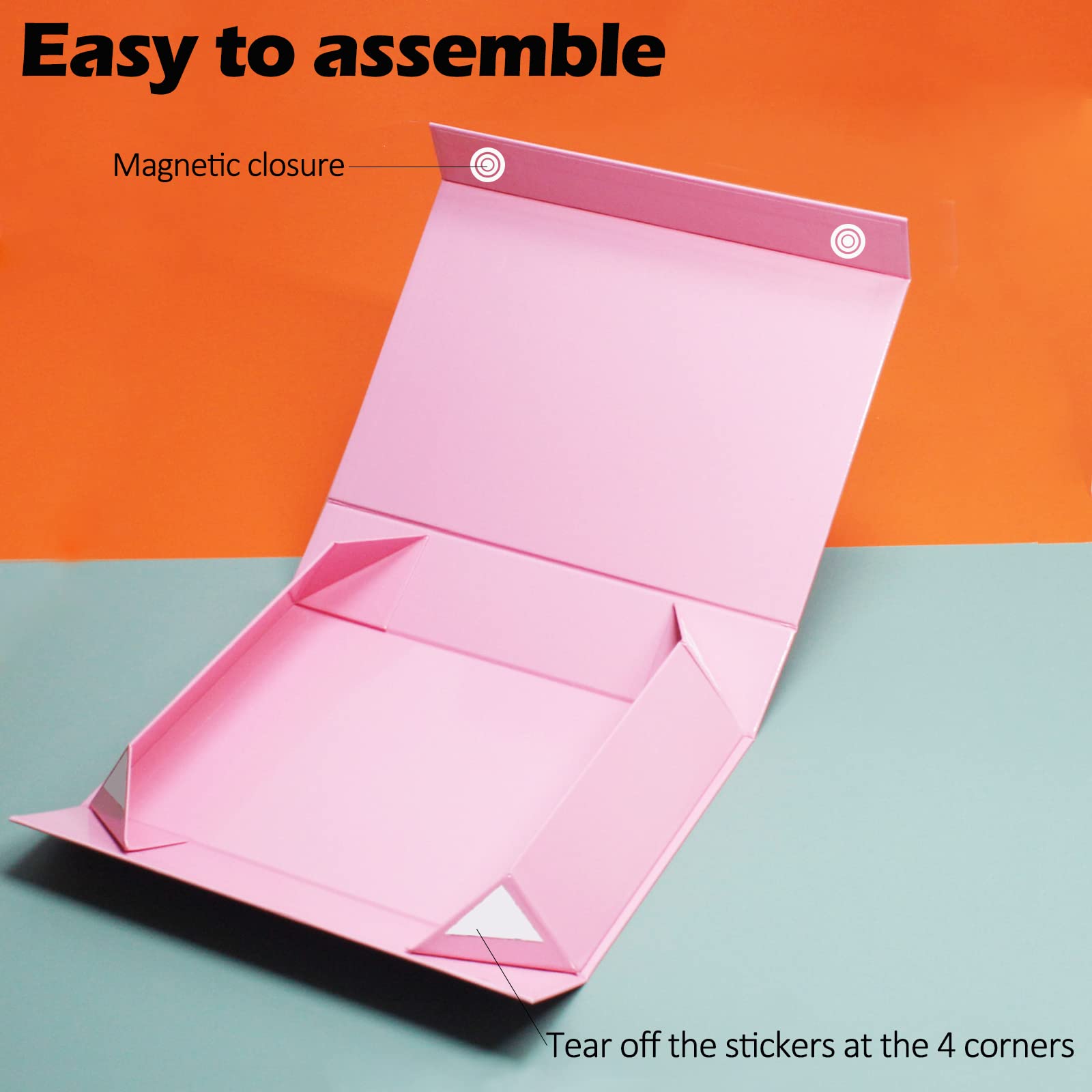 Eerbaier Pink Gift Box, Luxury Gift Box with Lid for Presents, Gift Box with Ribbon, Magnetic Gift Wrap Box, (Pink)