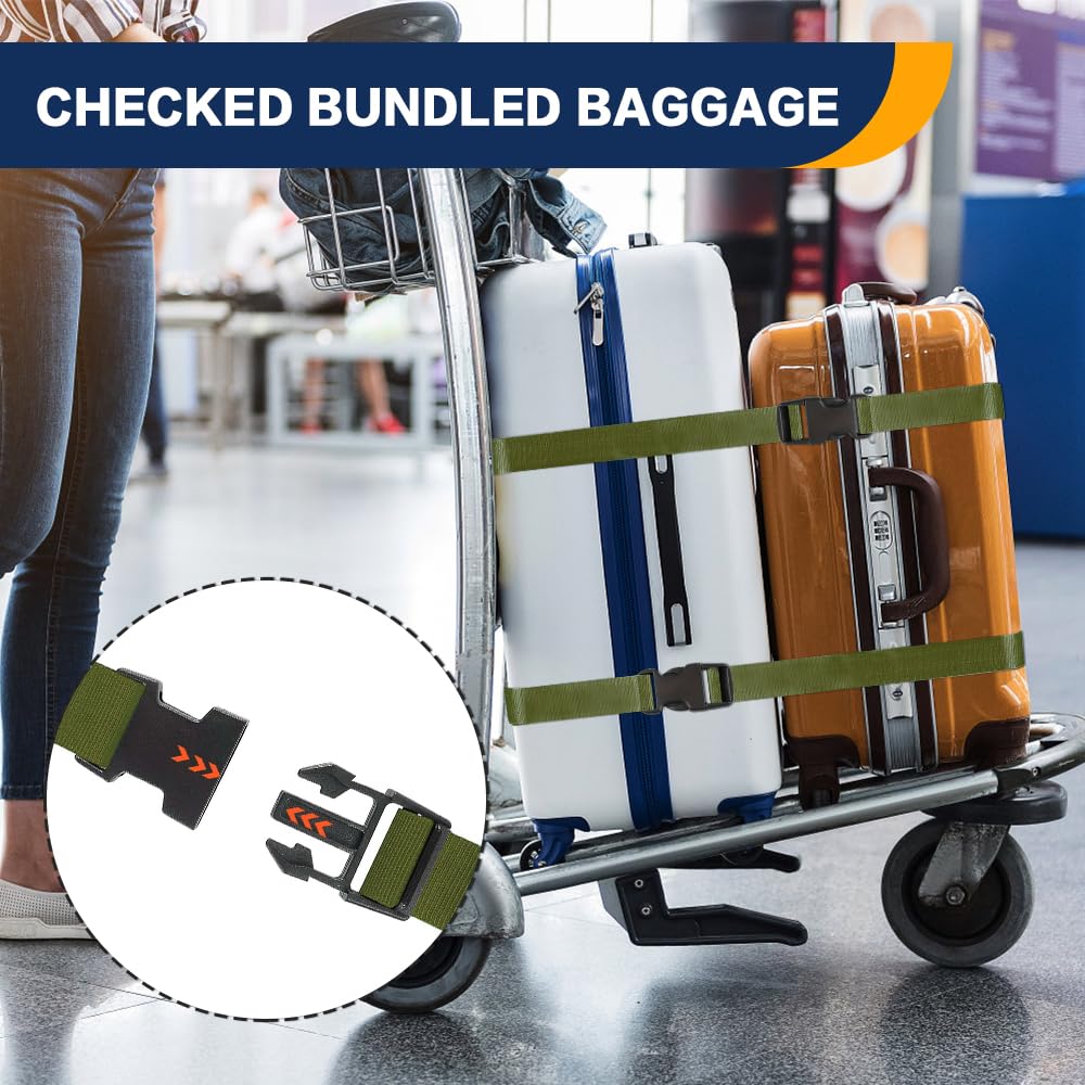 Tie Down Strap, Luggage Straps, Buckle Straps Adjustable, Nylon Strap with Buckle, Heavy Duty Luggage Straps, Adjustable Nylon Straps for Motorcycle Cargo Trucks Trailer Luggage (Army Green)