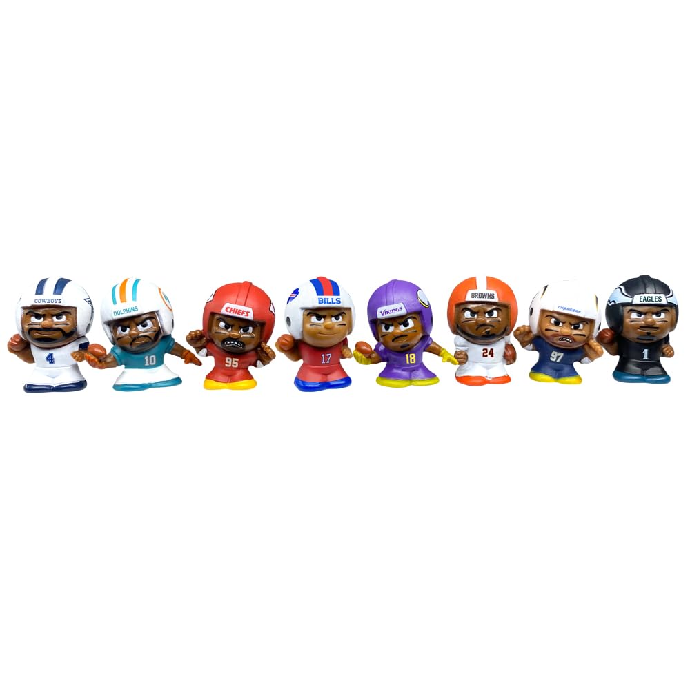 TeenyMates Party Animal NFL 2023 Series 12 Collector Tin, 7 Figures (Includes Color Rush QB), 1 Inch Tall, Team Colors