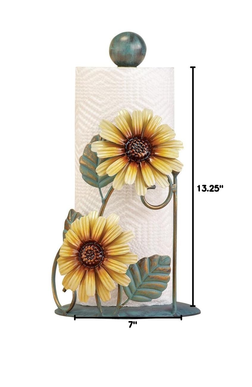 Collections Etc Metal Sunflower Paper Towel Holder, Yellow
