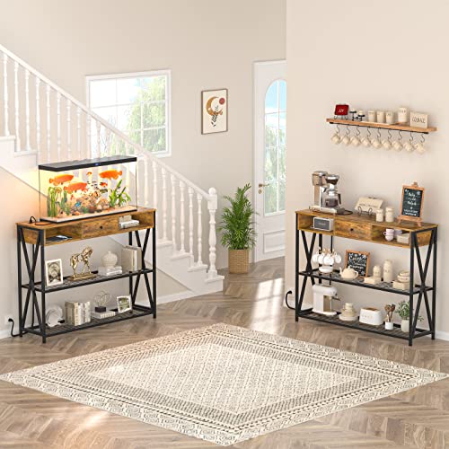 armocity Console Table with Outlets, Entryway Table for Entry, 47 Inch Sofa Table with Drawers, Long Hallway Table, Industrial Behind Couch Table for Entryway, Sofa Couch, Entrance, Hallway, Rustic