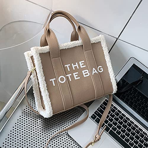 JQWYGB Work Tote Bags for Women - Small Trendy Personalized Leather Tote Bag Top-Handle Shoulder Crossbody Bags (Khaki)