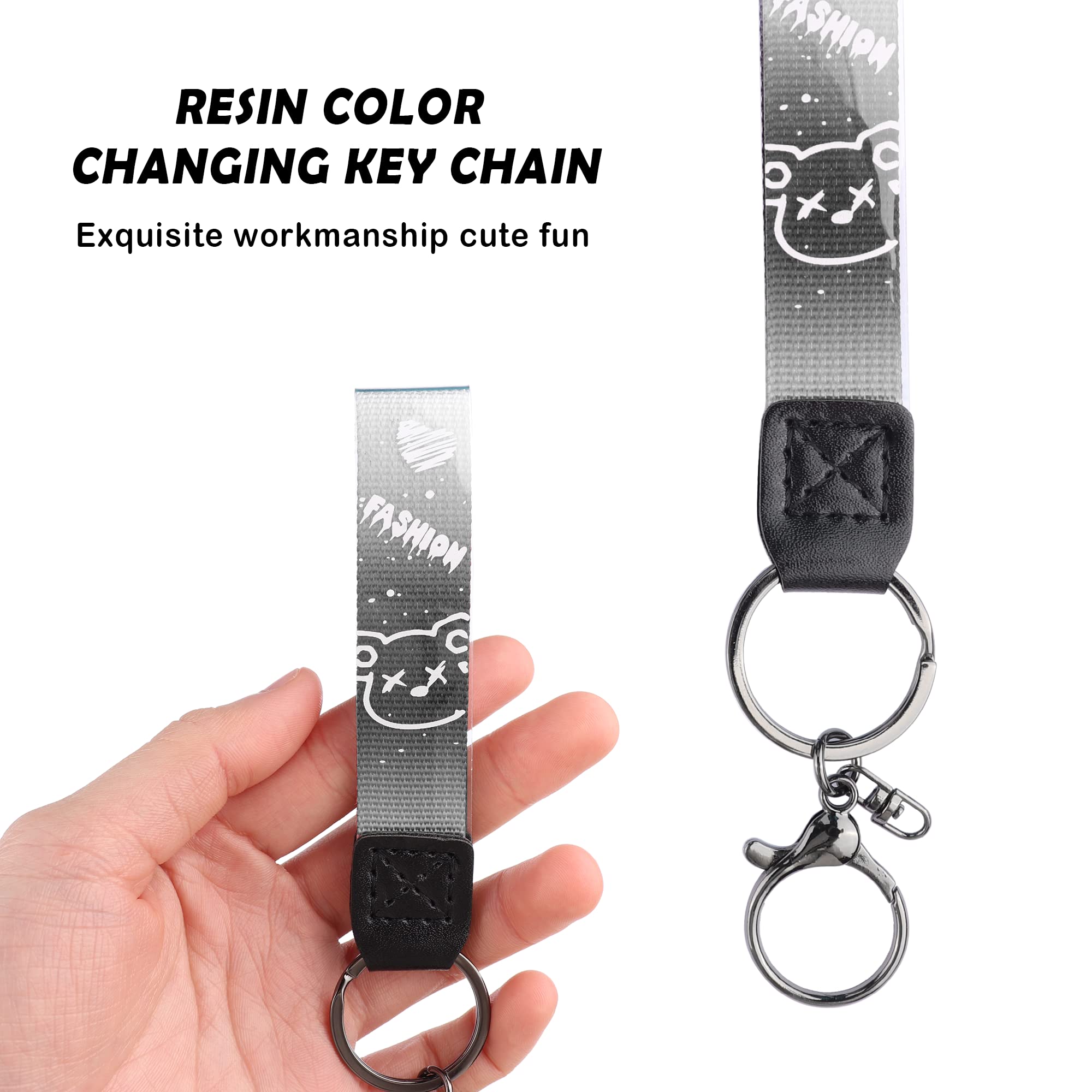 Kawaii Car Keychain Gradient Color Cute Keychains for Women/Men/Girls/Kids,Personalized Bear Keychains for Backpacks Charms Purse (Grey)…