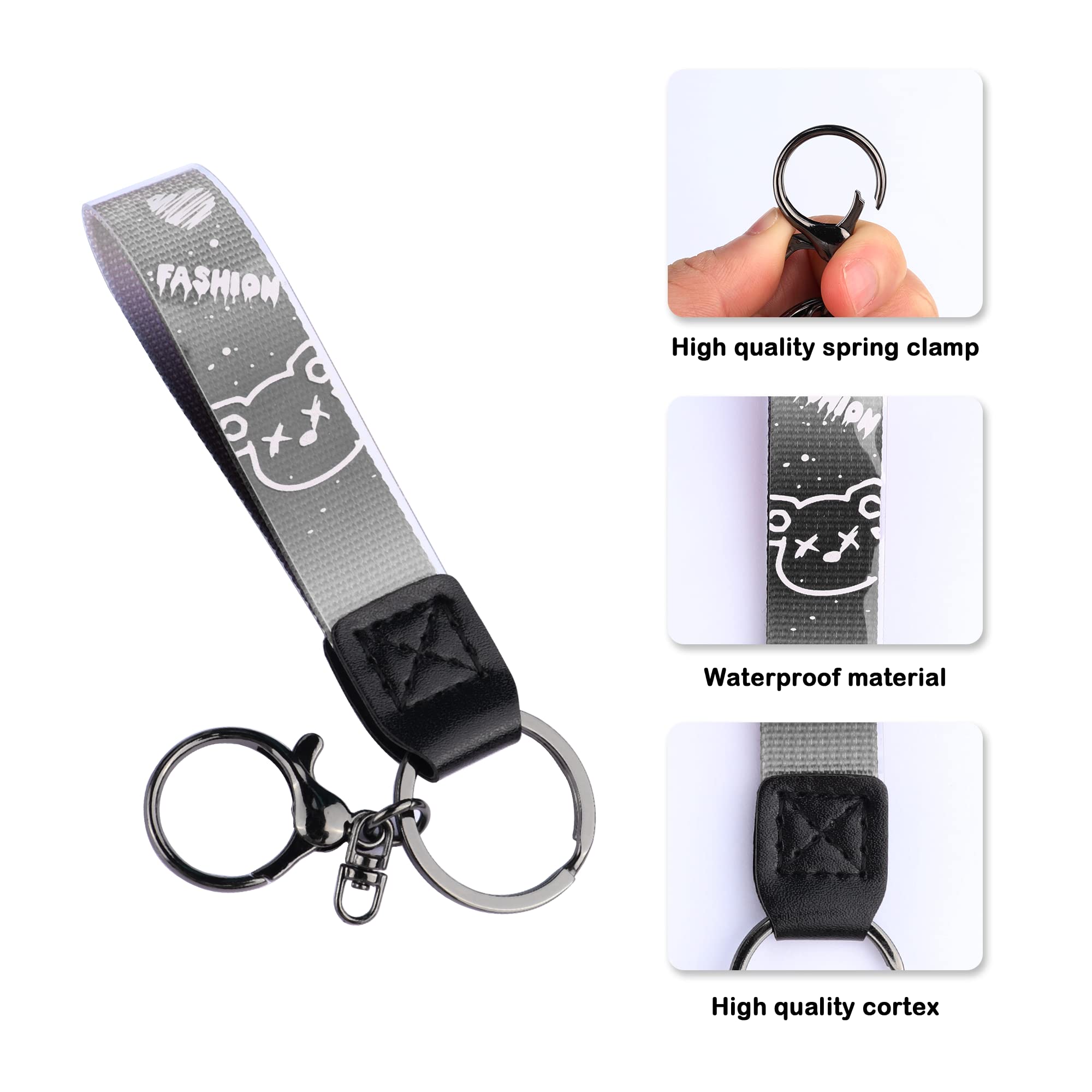 Kawaii Car Keychain Gradient Color Cute Keychains for Women/Men/Girls/Kids,Personalized Bear Keychains for Backpacks Charms Purse (Grey)…